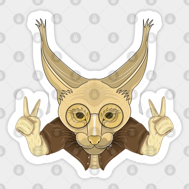 stylish caracal cat - Cat - Sticker | TeePublic